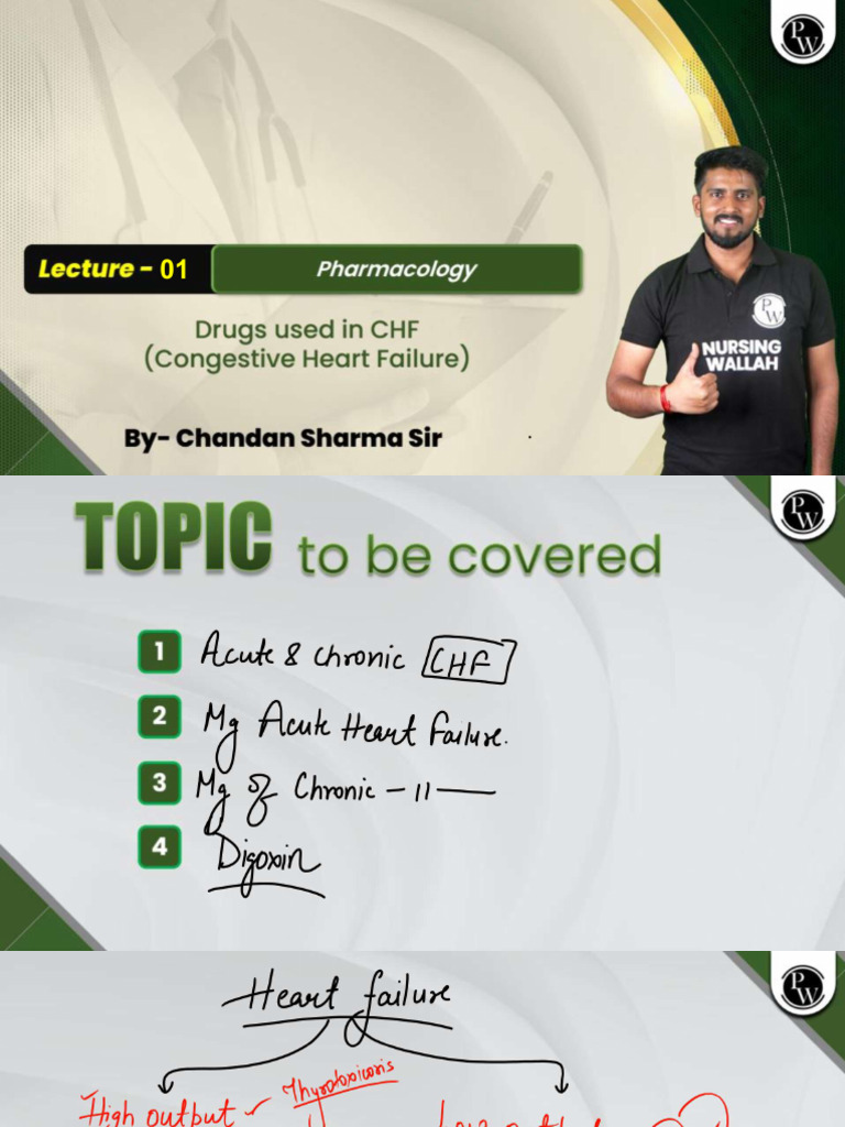 (21) Drugs Used in CHF (Congestive Heart Failure) 01 Class Notes | PDF