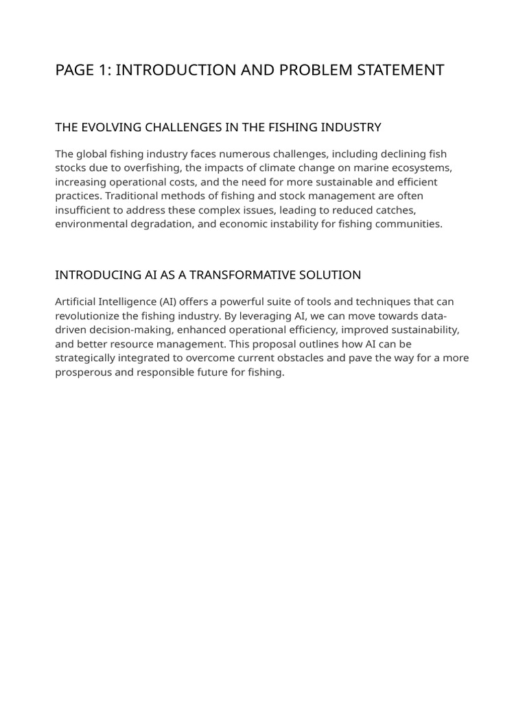 AI Applications in Fishing Proposal | PDF