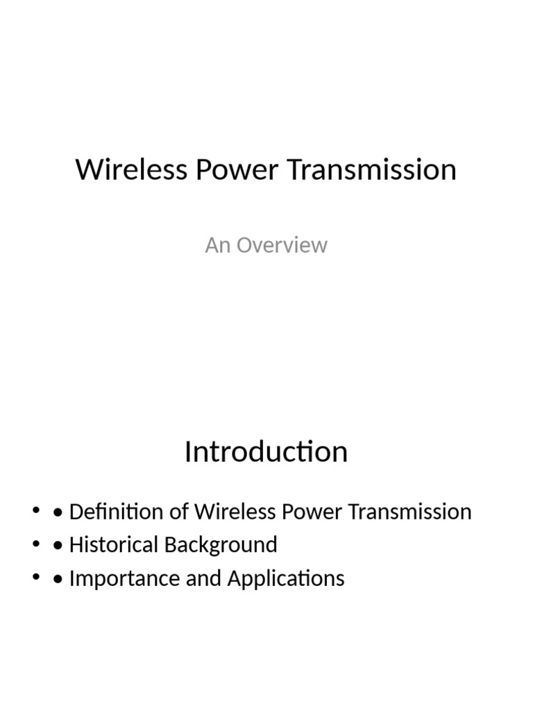 Overview of Wireless Power Transmission | PDF