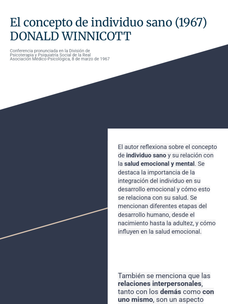 Concepto de Individuo Sano en Psicología | PDF