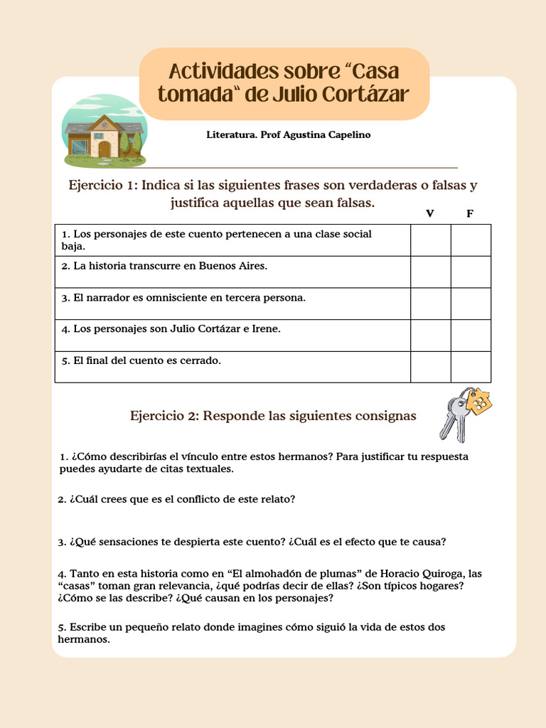 Actividades Sobre Casa Tomada | PDF