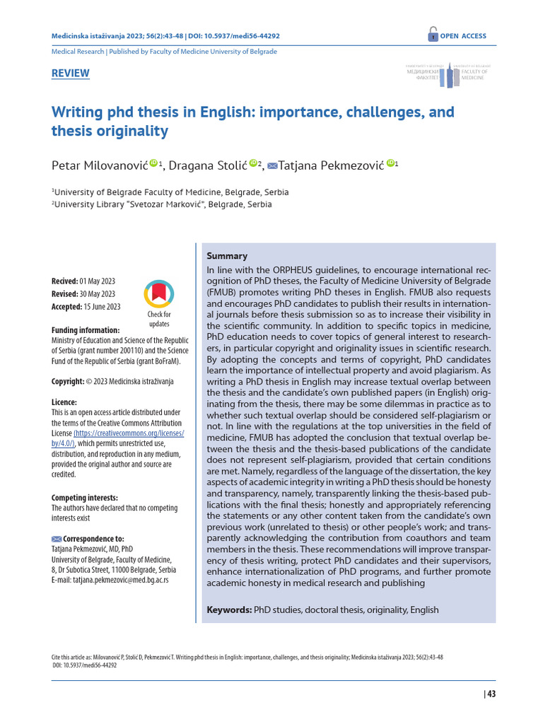Writing PHD Thesis in English Importance | PDF | Thesis | Doctor Of ...