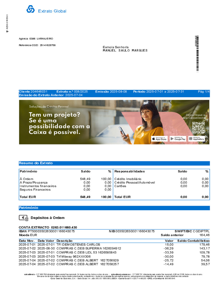 Extrato Global (1) | PDF | Finanças e Administração de Capital | Crédito