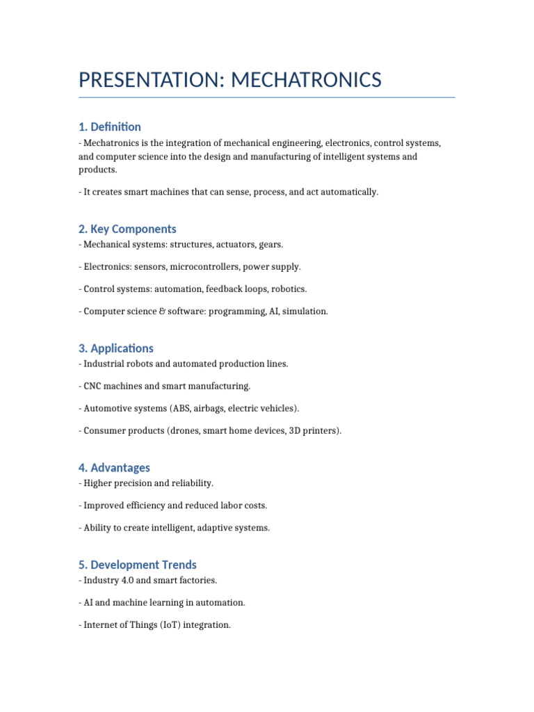 Presentation Mechatronics | PDF