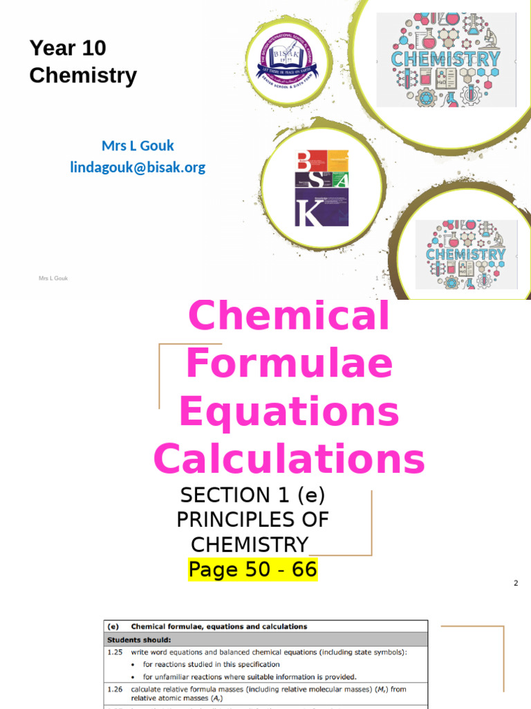 Chemical Formulae, Equations and Calculations Part 2 | PDF ...