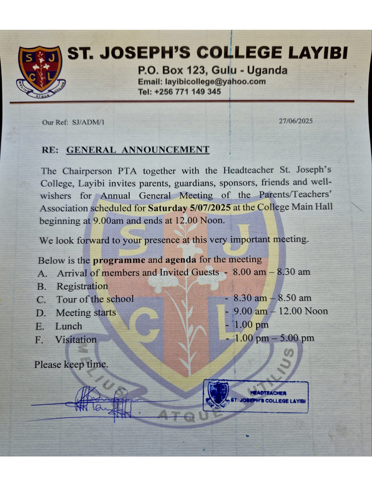 PTA AGM Announcement | PDF