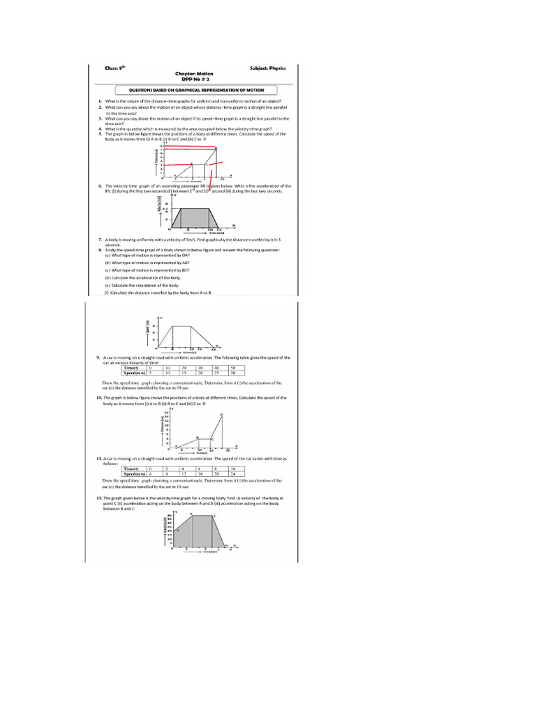 Motion Graph Questions | PDF