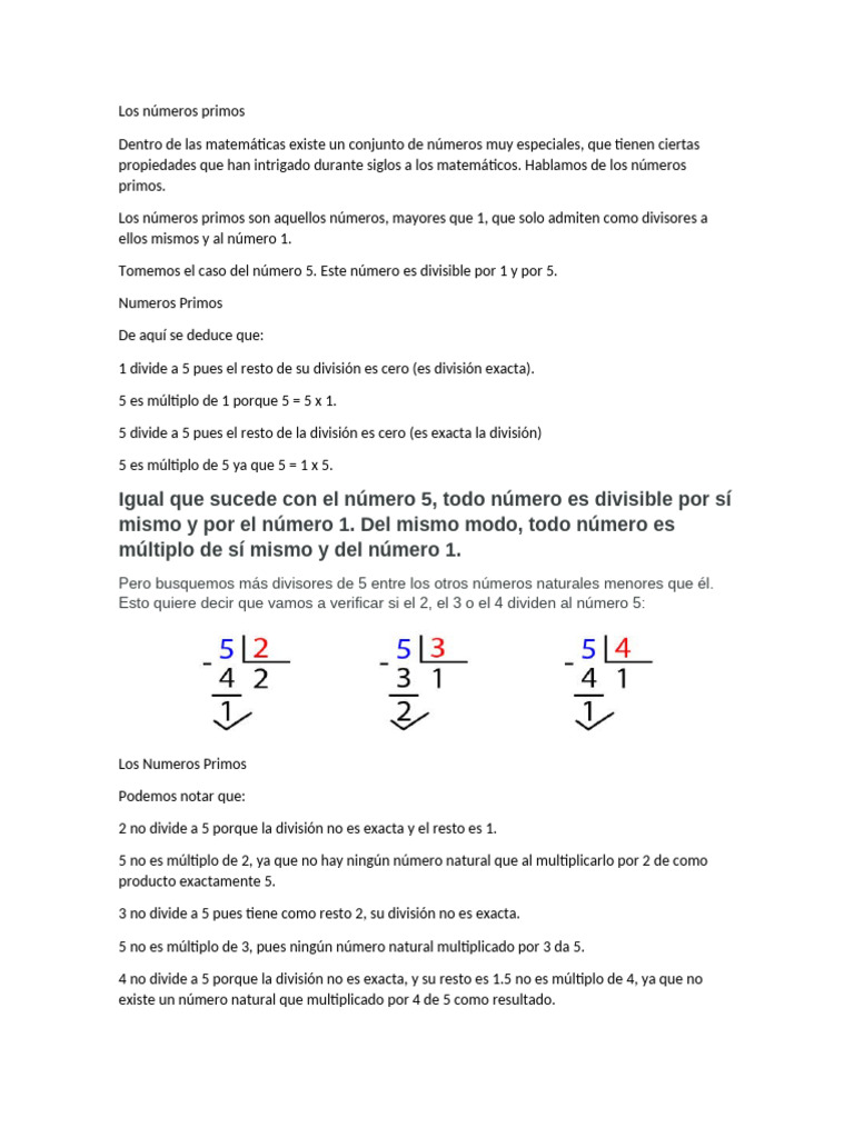 Los números primos y compuestos. | PDF | División (Matemáticas) | Número primo