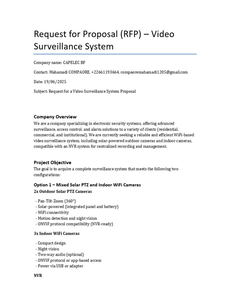 Video Surveillance RFP | PDF