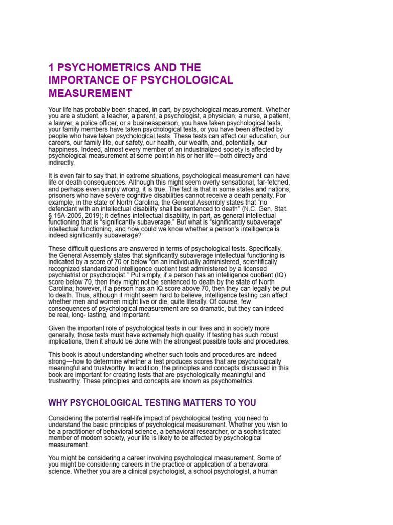 Psychometrics and The Importance of Psychological Measurement | PDF ...