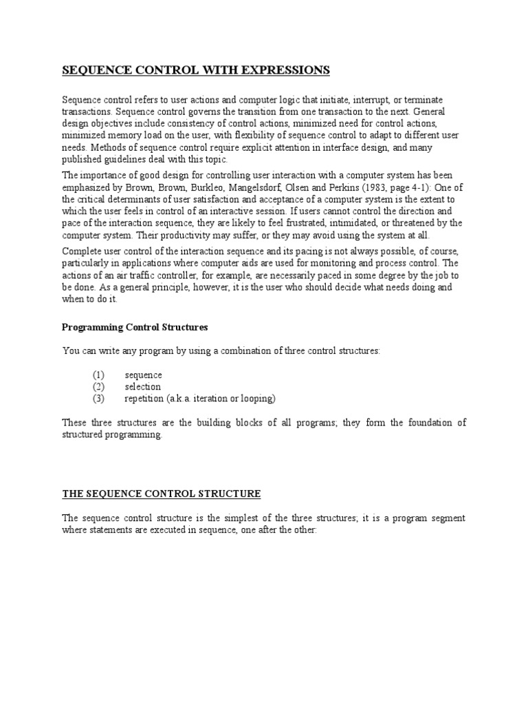 Sequence Control With Expressions Pdf Subroutine Parameter Computer Programming