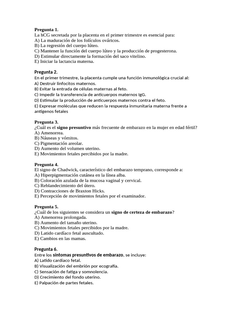 Examen Oral Preguntas 1 Morfofisiologia UPeU | PDF | El embarazo | Feto