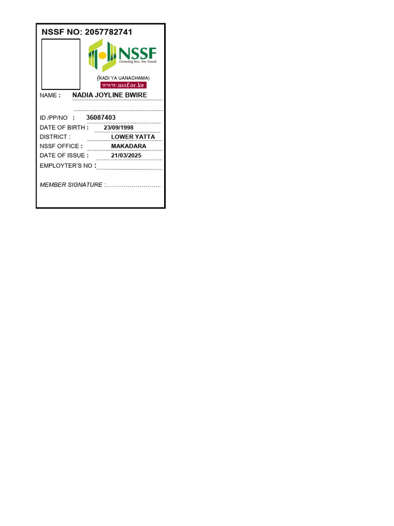 Nadia NSSF | PDF