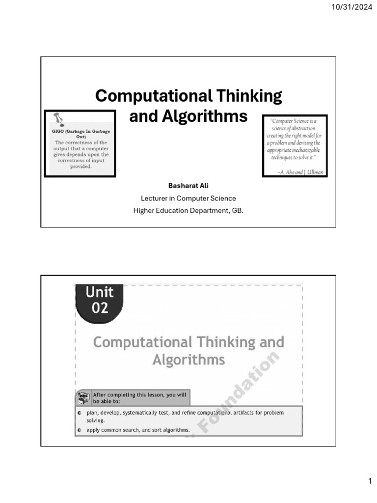 CH 02 Computational Thinking | PDF | Theoretical Computer Science | Applied Mathematics