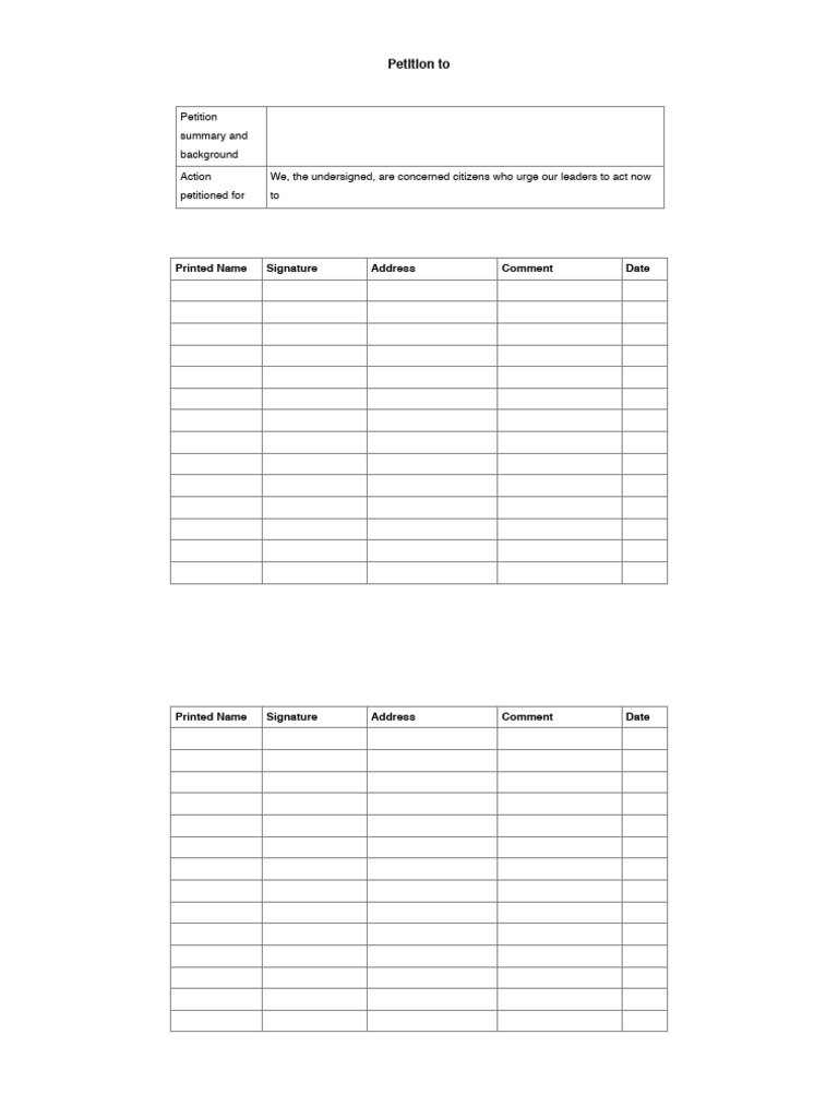 Petition for Community Action Support | PDF