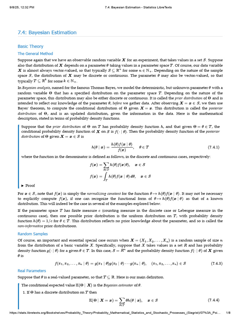 7.4 - Bayesian Estimation - 2 | PDF | Bias Of An Estimator | Estimator