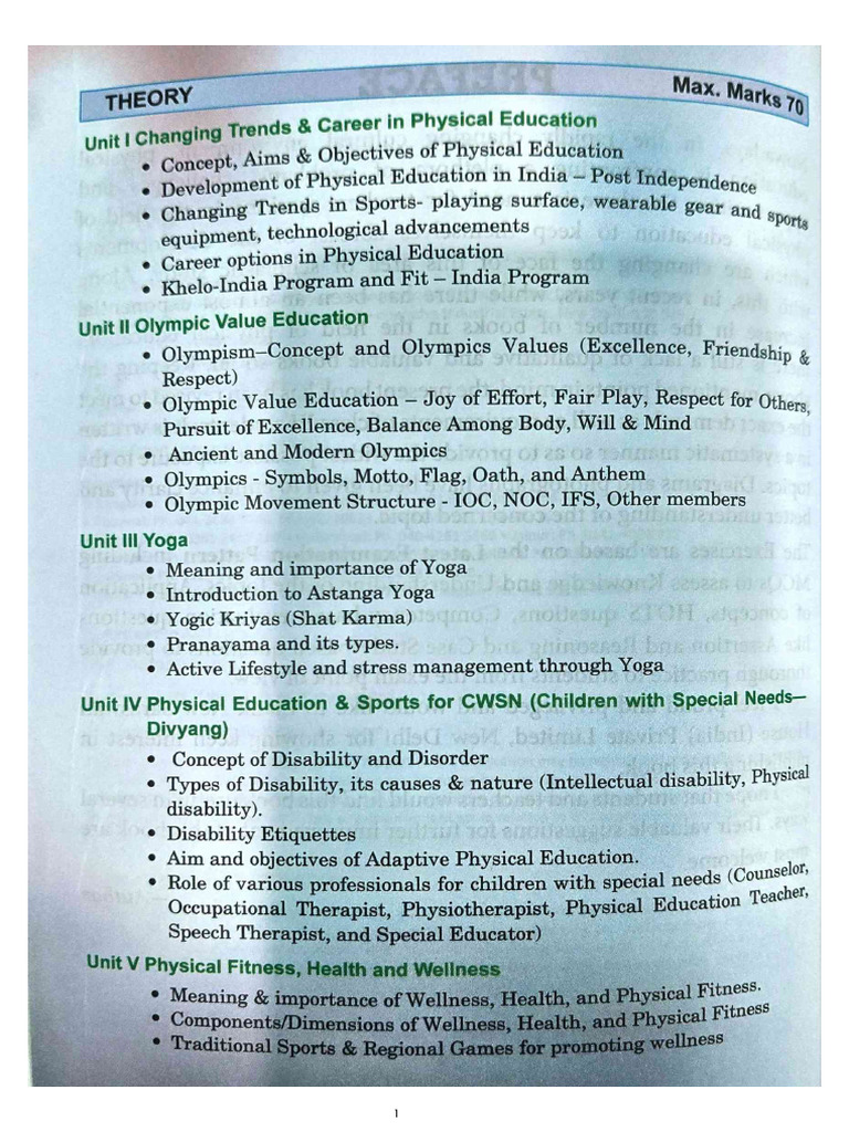 Class 11 PHE Half Yearly Syllabus | PDF