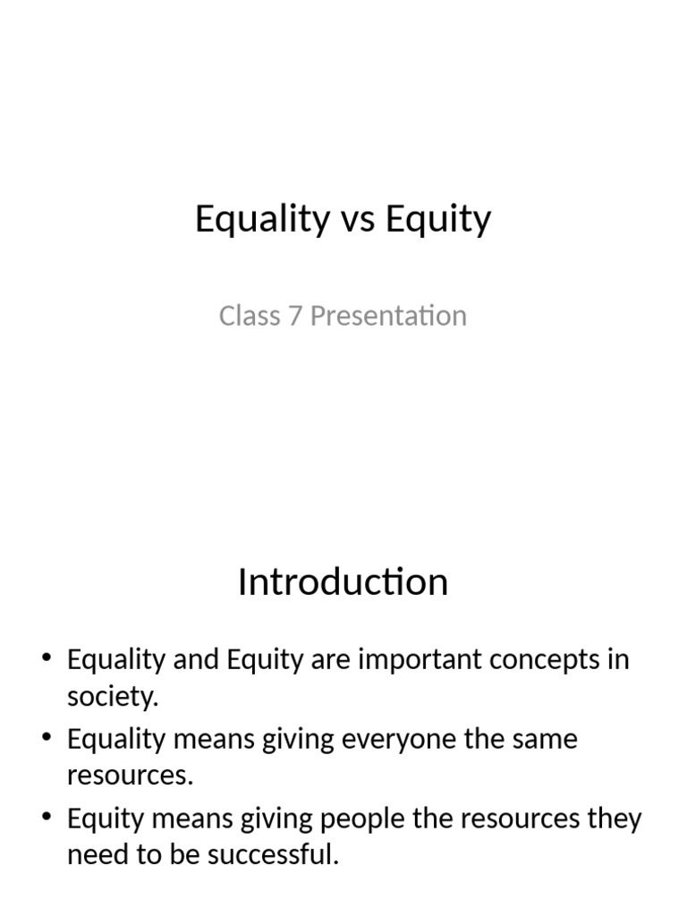 Equality Vs Equity Class7 | PDF