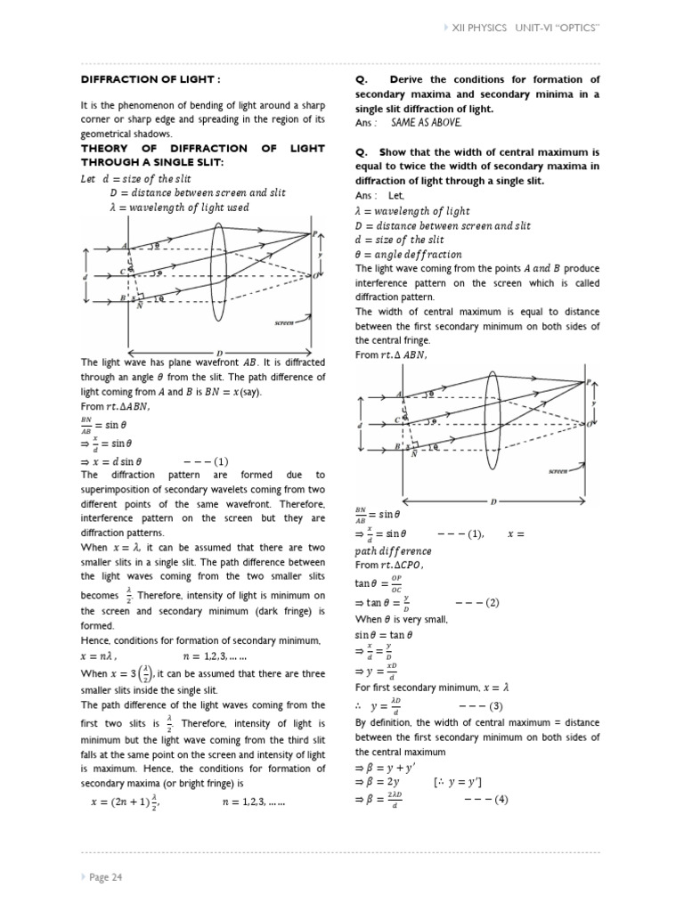EM Wave Optics Part C | PDF | Diffraction | Motion (Physics)