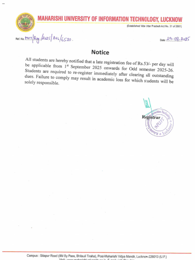 Re-Registration Late Fine Notice. | PDF