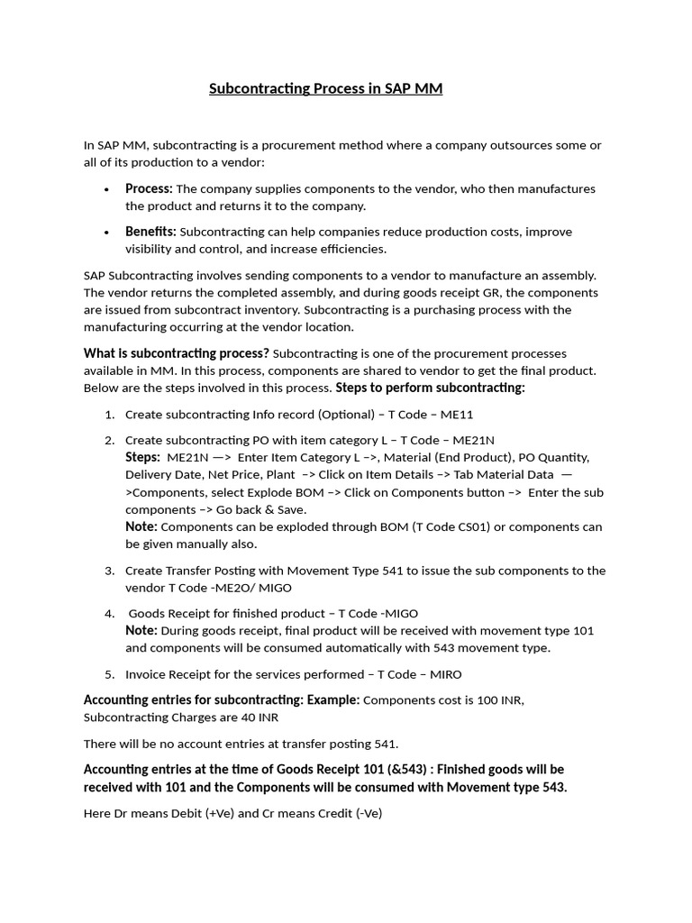 Sub Contracting Process | PDF | Receipt | Invoice