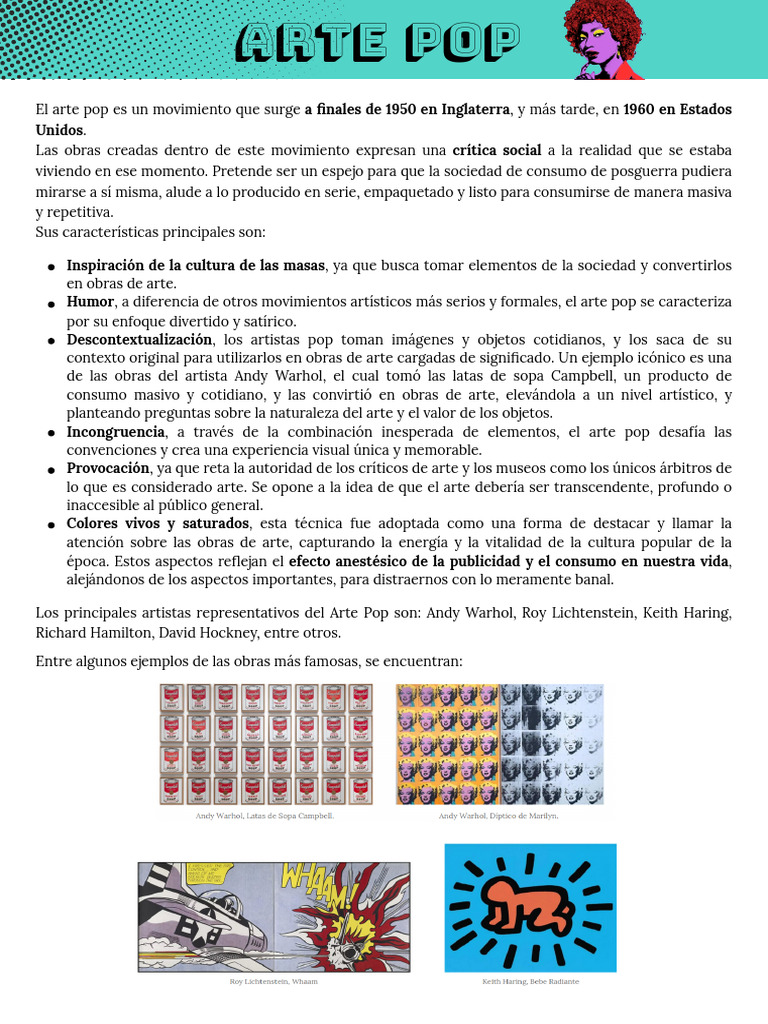 Características del Arte Pop y sus Artistas | PDF