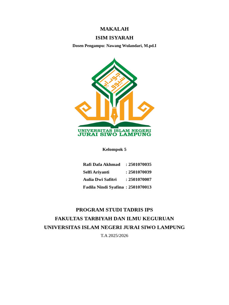 Makalah Isim Isyarah Kel 5 | PDF