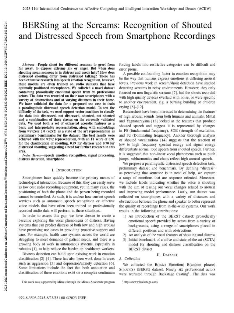 BERSting at The Screams Recognition of Shouted and Distressed Speech ...