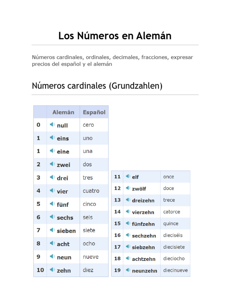 Los Números en Alemán | PDF