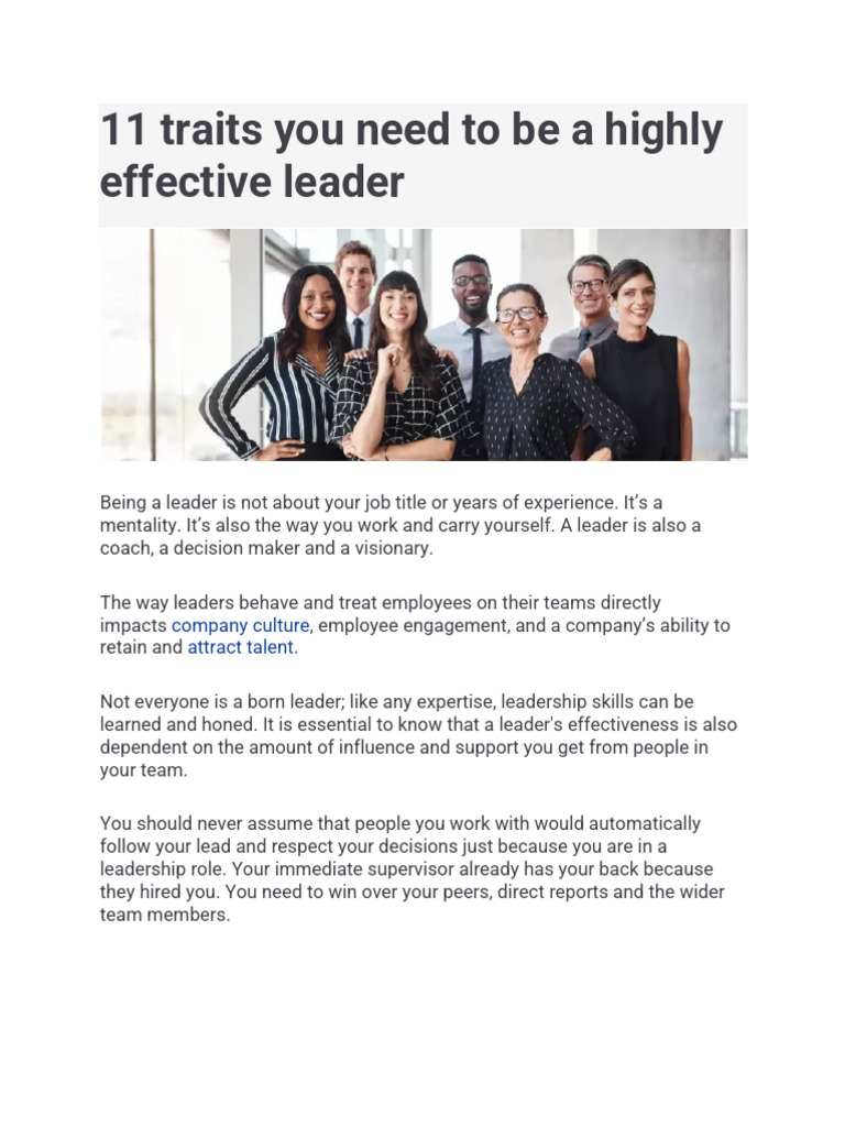 11 Traits of Highly Effective Leaders | PDF | Leadership | Communication