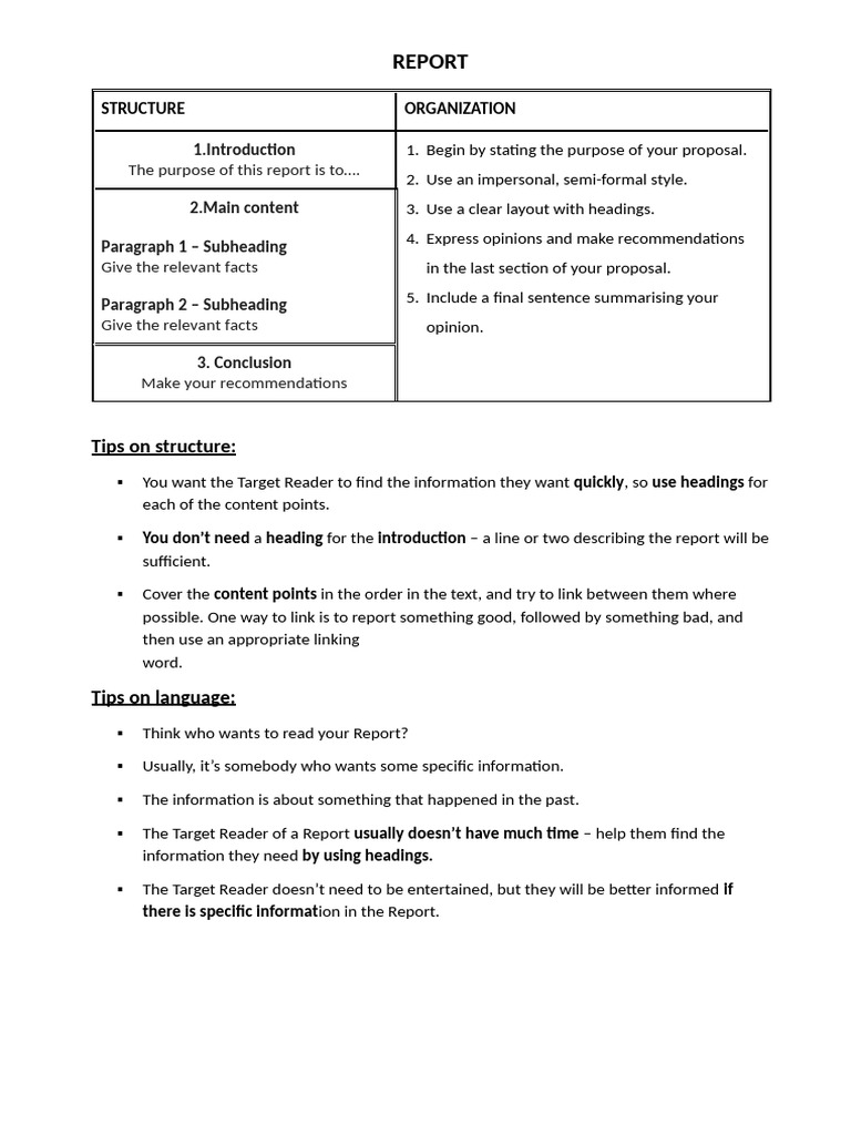 Report Writing Structure Guide | PDF | Grammar | Linguistics