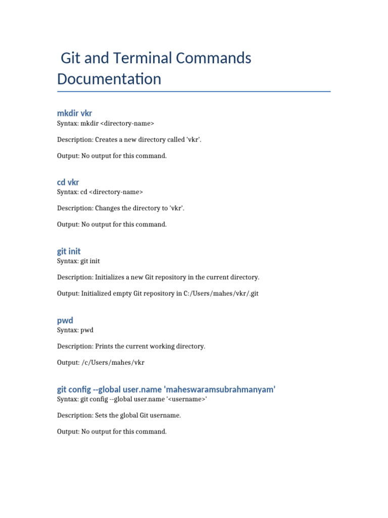 Git Commands Complete Documentation | PDF | Text File | System Software