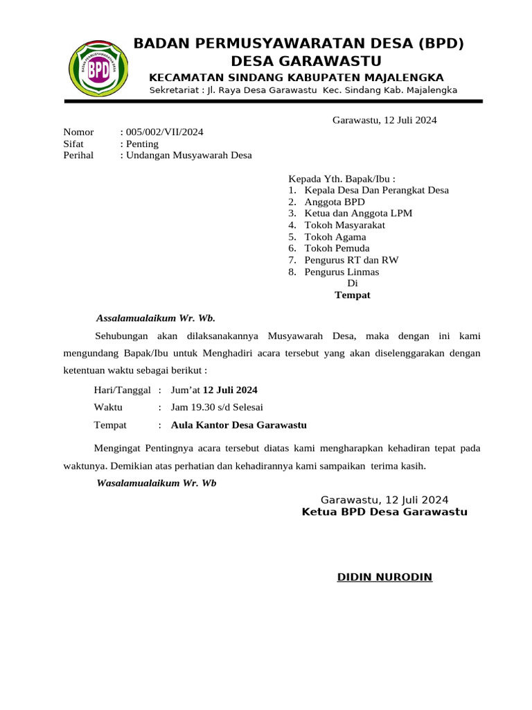 Undangan BPD | PDF