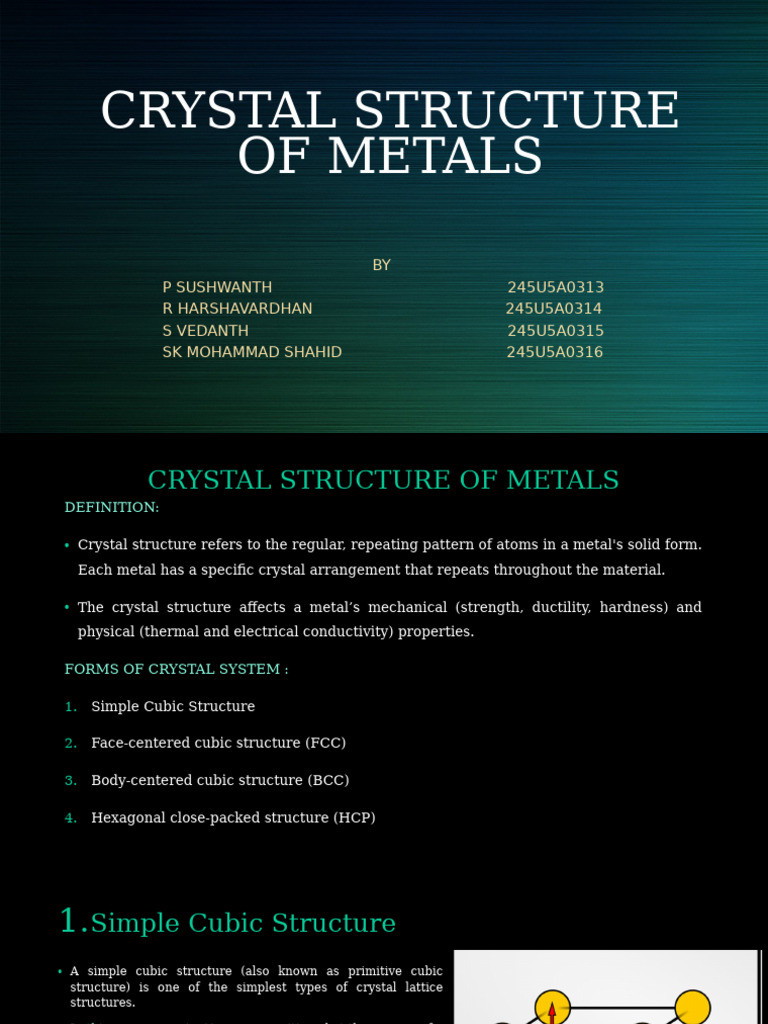 Crystal Structures of Metals Explained | PDF | Crystal Structure | Metals