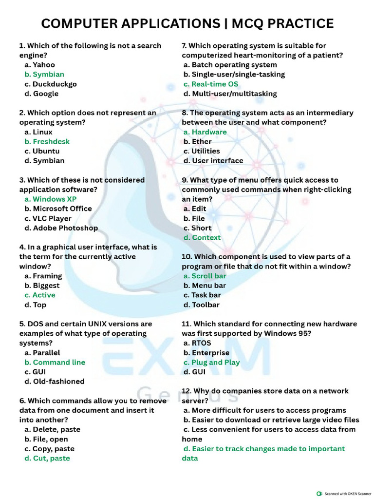 Computer Applications MCQ Practice | PDF