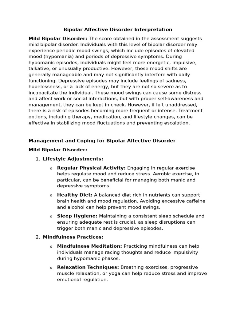 Managing Mild to Severe Bipolar Disorder | PDF | Bipolar Disorder ...