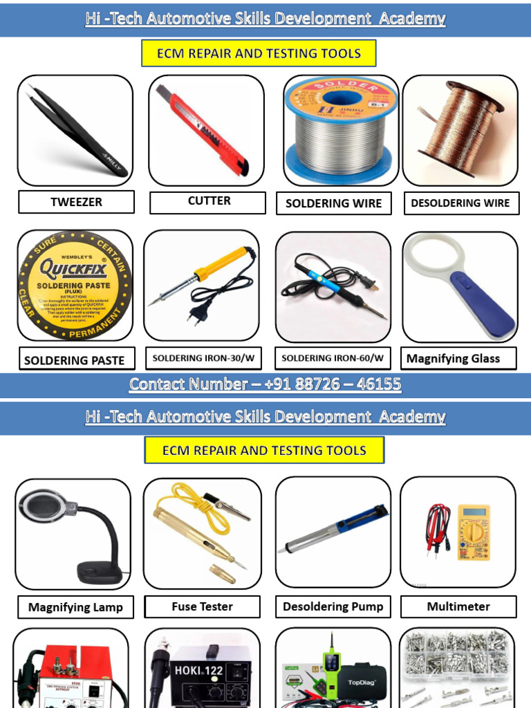 ECM Repair Tools and Equipment List | PDF | Manufactured Goods