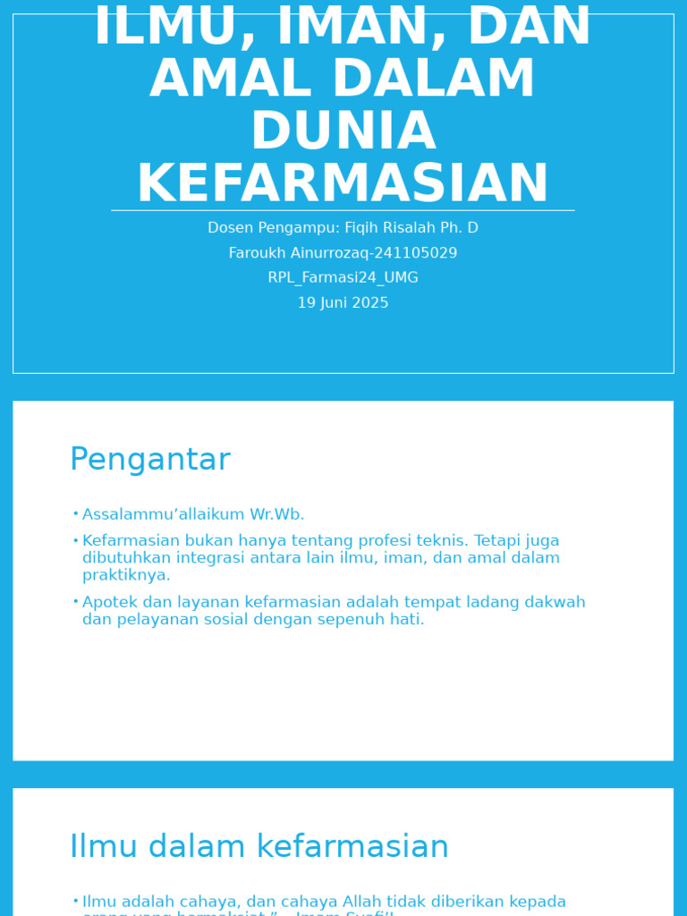Faroukh Ilmu,Iman,Amal Kefarmasian_AIK | PDF