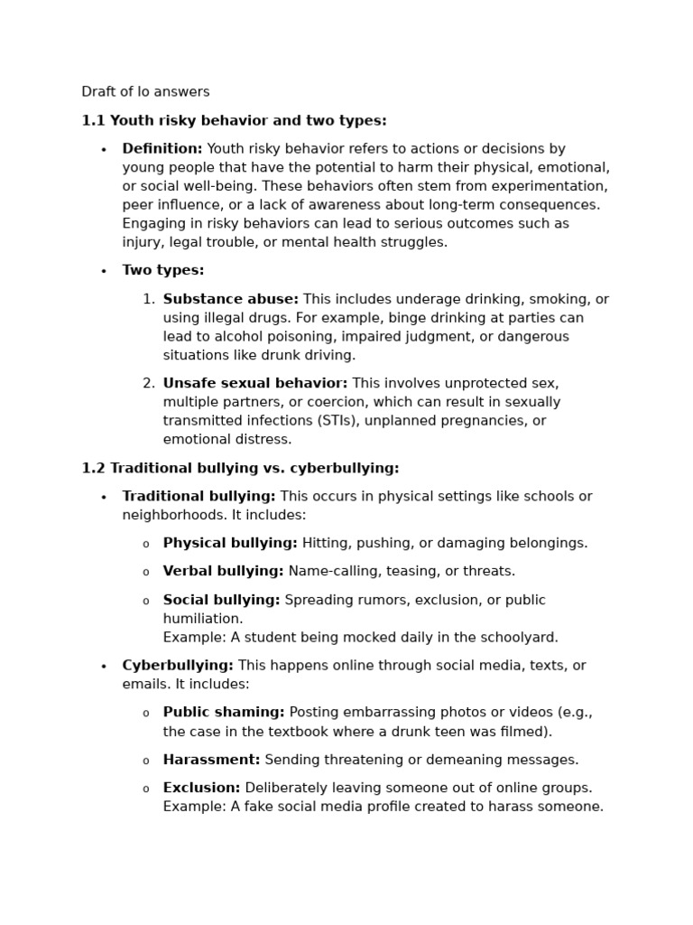 Draft of Lo Answers | PDF | Cyberbullying | Bullying