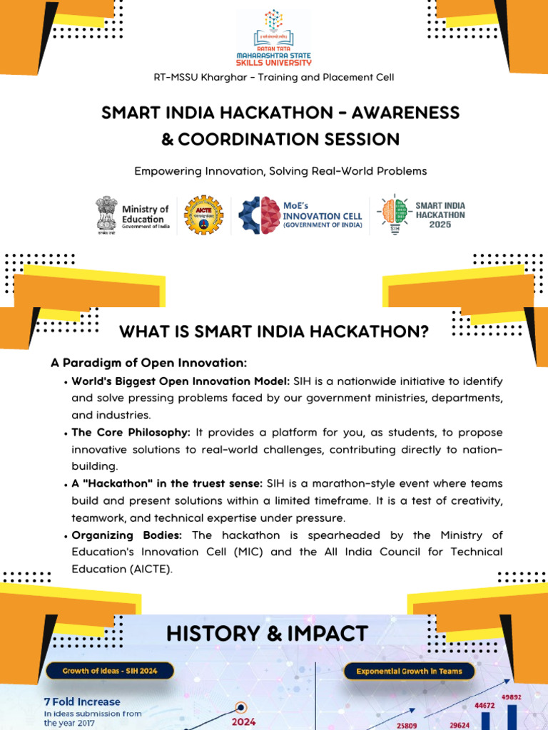 Smart India Hackathon - Awareness & Coordination Session | PDF | Innovation | Evaluation