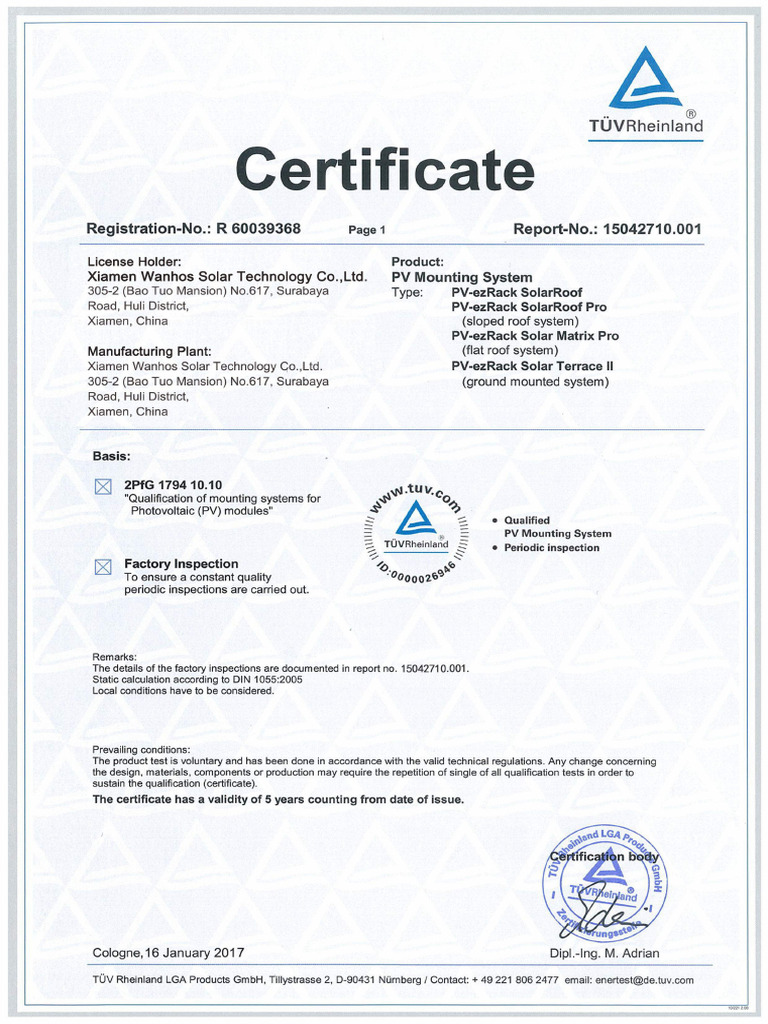 TUV Certificate | PDF