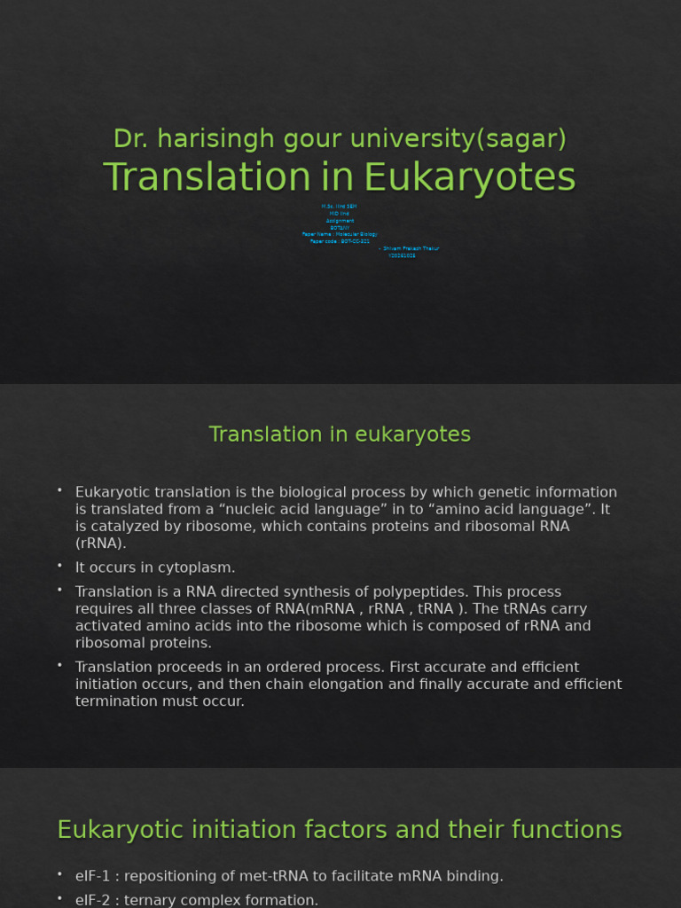 Eukaryotic Translation Process Overview | PDF | Translation (Biology ...