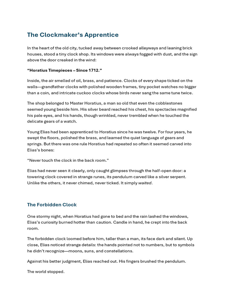 The Clockmaker's Apprentice | PDF | Clock | Horology