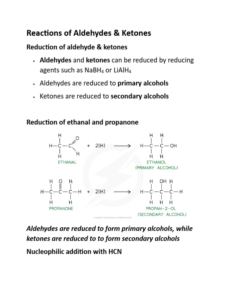 2) Reactions of Aldehydes and Ketones | PDF