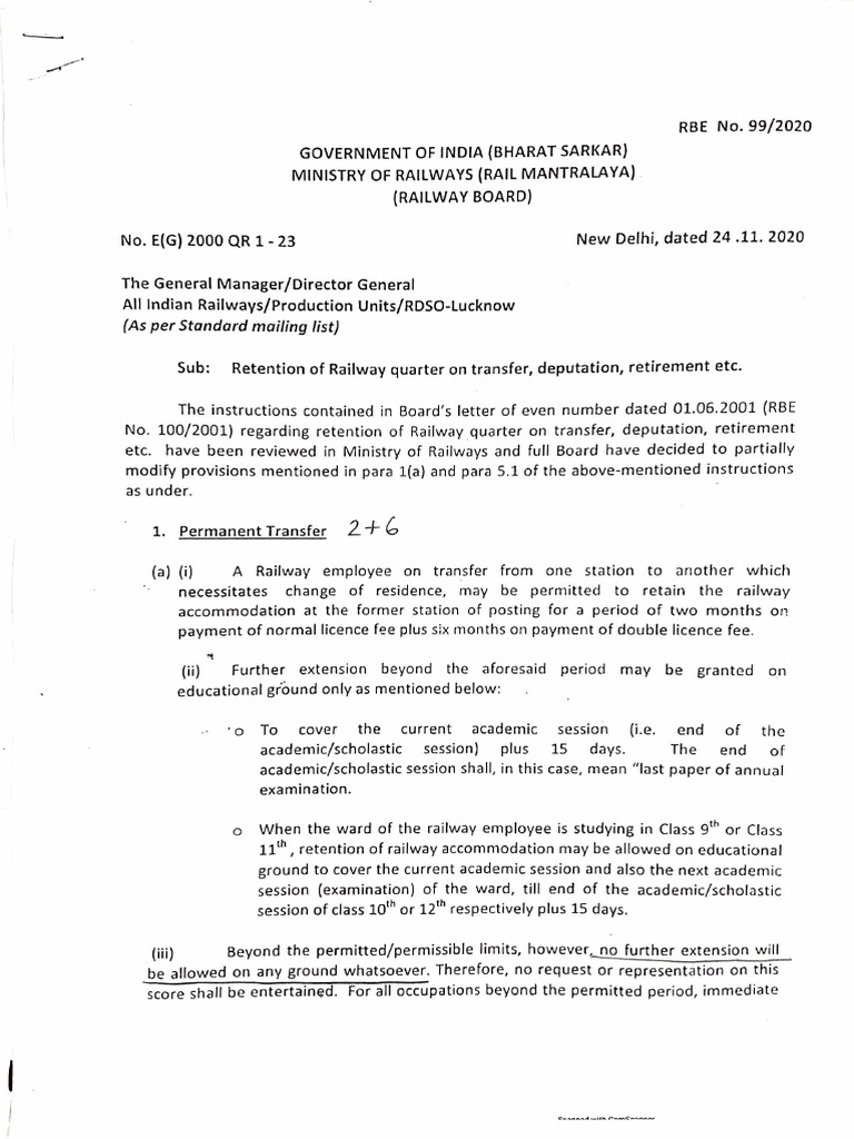 Railway Quarter Retention Guidelines | PDF