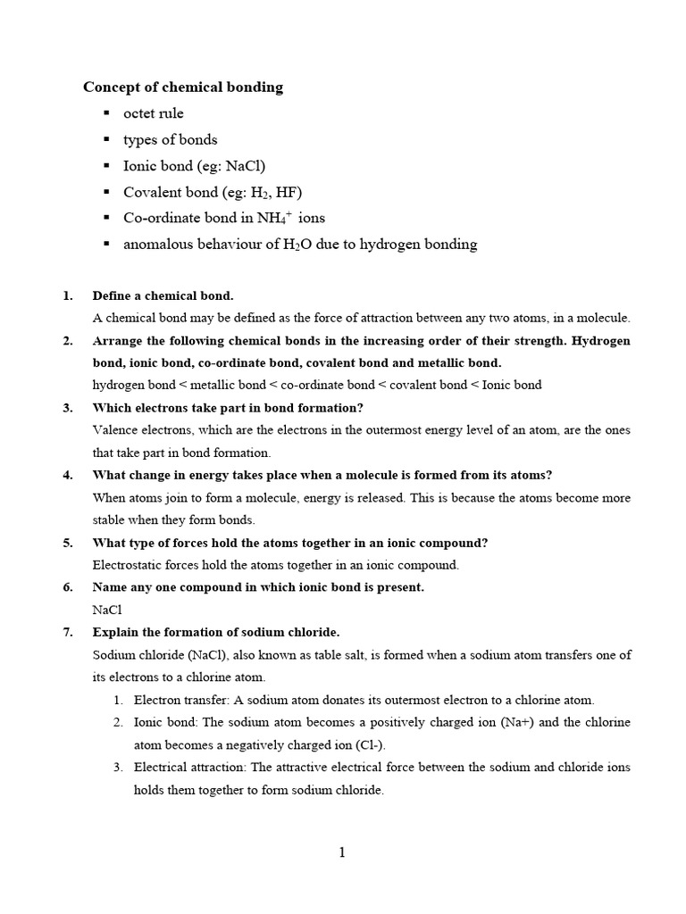 M1-3 | PDF | Chemical Bond | Chemistry