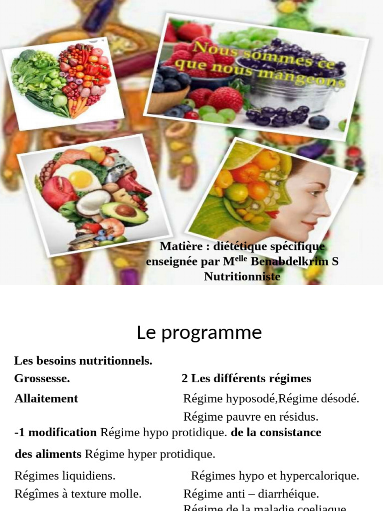 Régimes Alimentaires Spécifiques en Diététique | PDF | Régime et ...