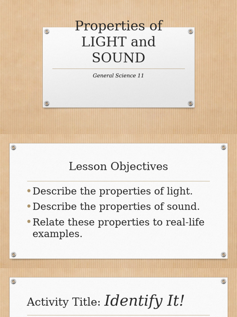 Properties of Light and Sound Explained | PDF | Light | Sound
