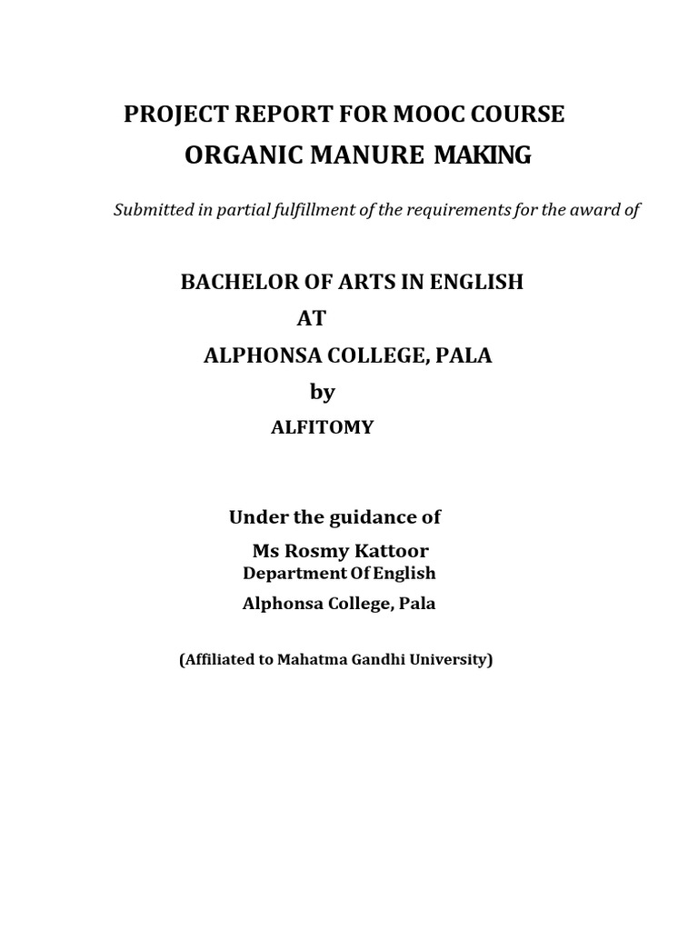 Organic Manure Making Project 2 | PDF | Compost | Soil