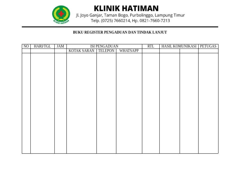 1 Bukti Pengaduan Dan Tindak Lanjut Keluhan | PDF